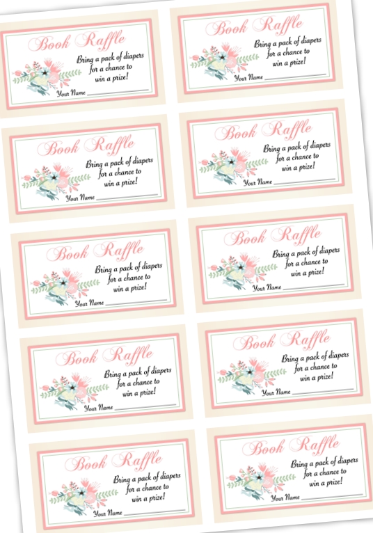 Tan Floral Book Raffle Tickets